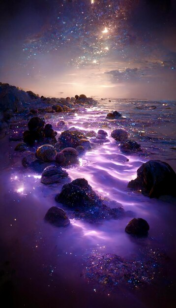 Premium Ai Image Group Of Rocks Sitting On Top Of A Beach Next To The Ocean Generative Ai