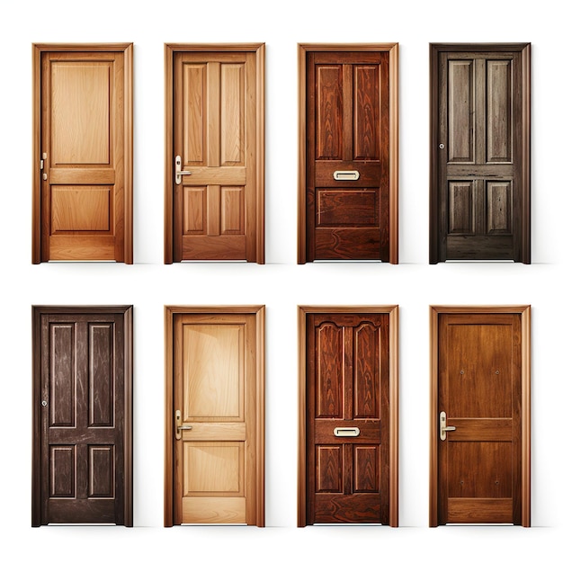 Premium Photo | Group of wooden doors Premium Photo | Group of wooden doors