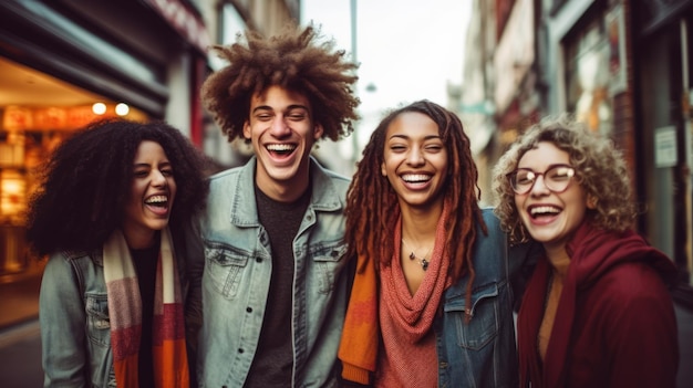 Premium AI Image | Group of young multicultural friends Premium AI Image | Group of young multicultural friends