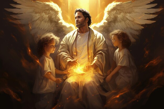 Premium AI Image | Guardian Angel Shielding a Family Generative AI Premium AI Image | Guardian Angel Shielding a Family Generative AI