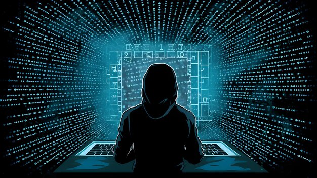 Premium Ai Image Hacker Breaching Computer Network Security