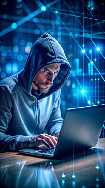 Hacker Breaking Into Security Network System Stealing User Personal Data And Financial