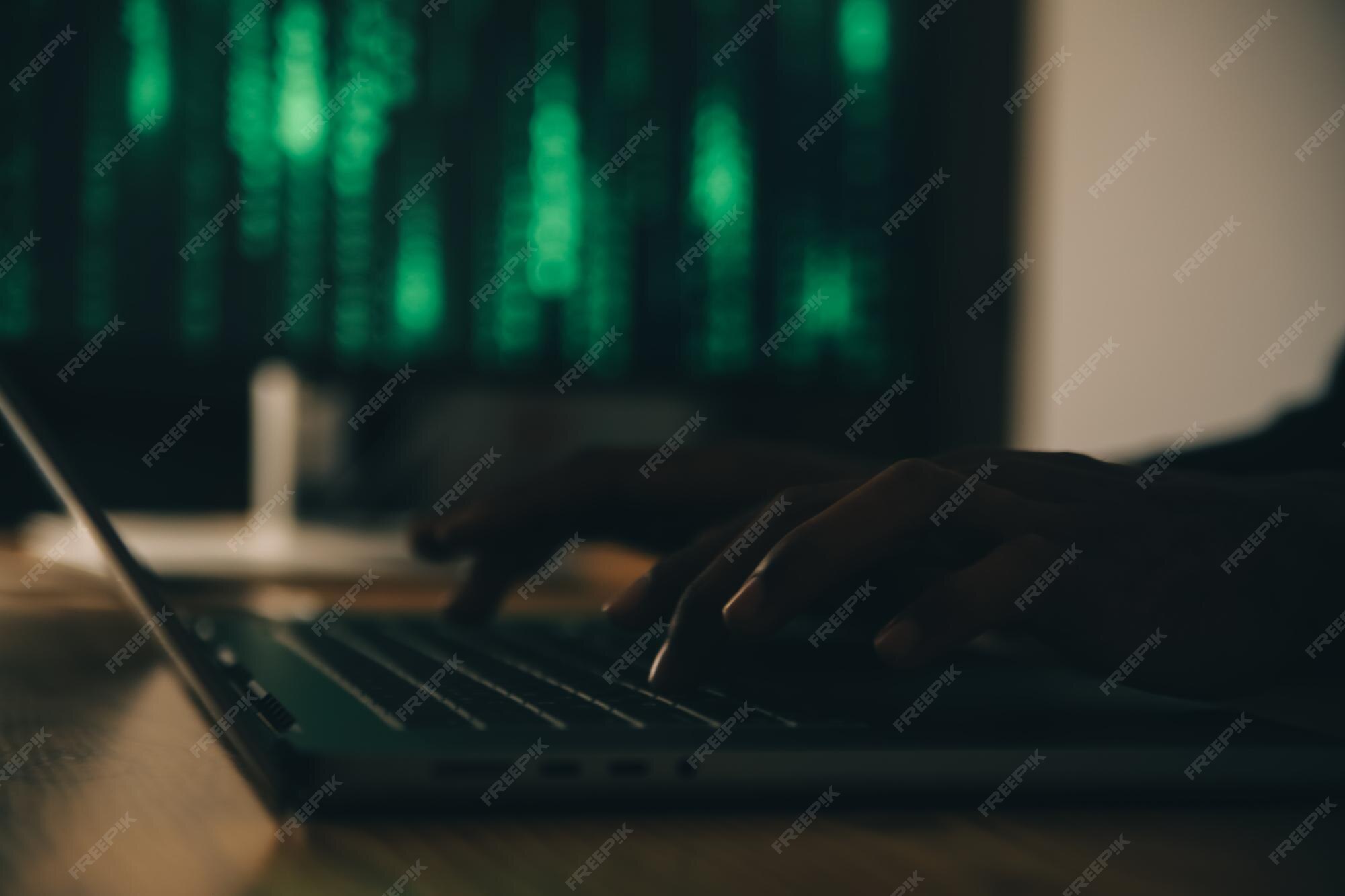 Premium Photo | Hacker code in laptop cyber security privacy or hack threat coder or programmer ...