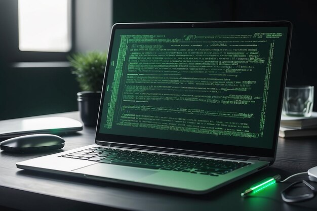 Premium Ai Image Hacker Code In Laptop Cyber Security Privacy Or Hack Threat Coder Or
