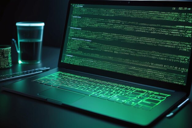 Premium Ai Image Hacker Code In Laptop Cyber Security Privacy Or Hack Threat Coder Or