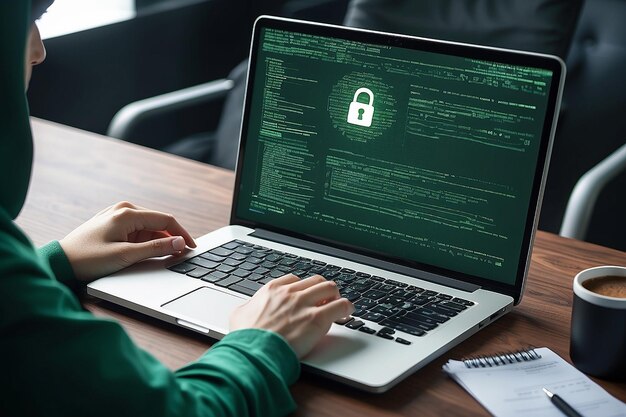 Premium Photo Hacker Code In Laptop Cyber Security Privacy Or Hack Threat Coder Or Programmer