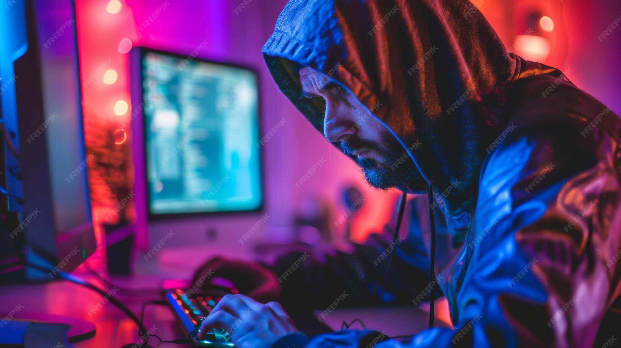 Hacker coding virus ransomware using computer Cyber attack system ...