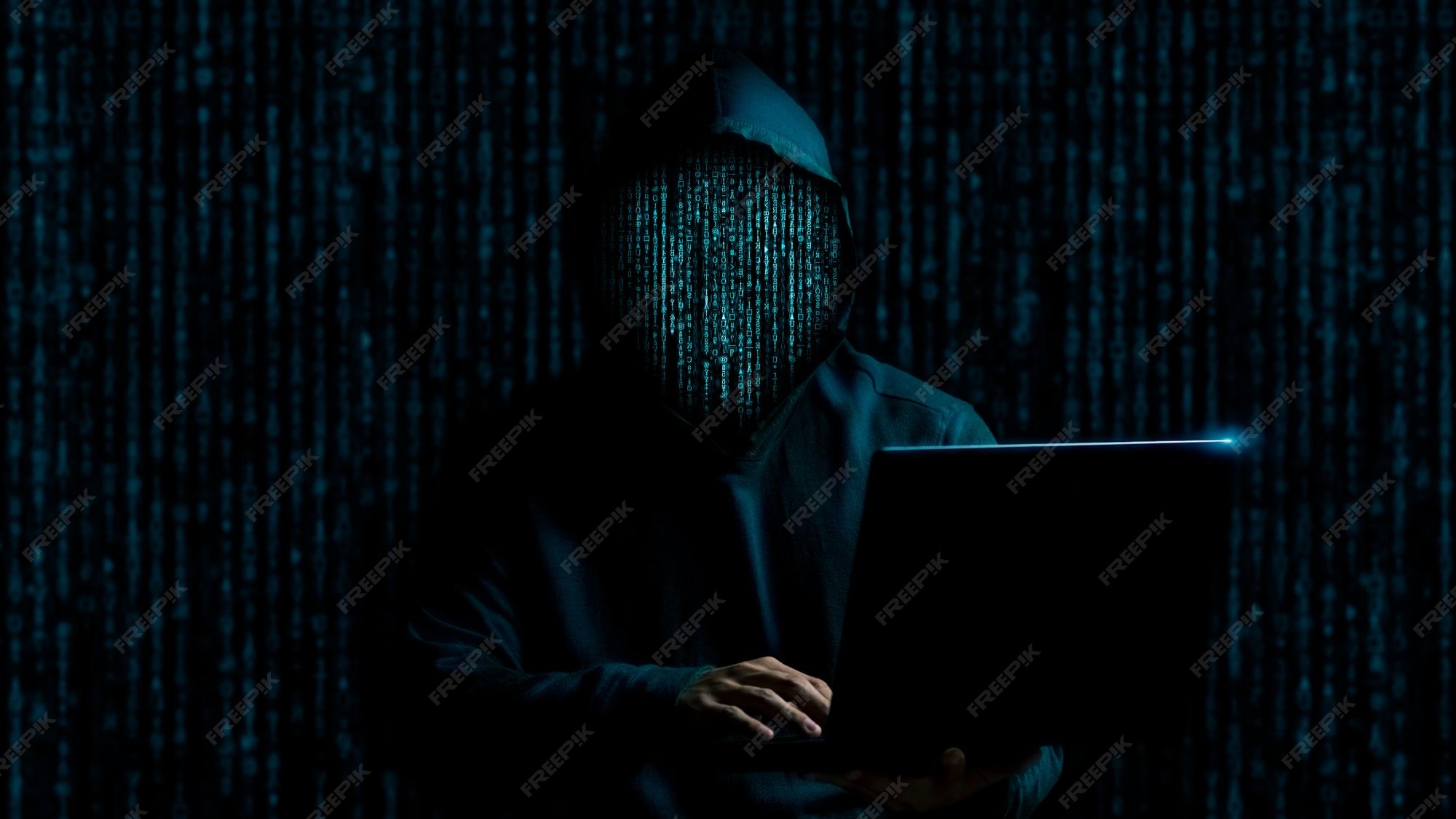 Premium Photo | Hacker face made with binary code anonymous computer hacker Cyber Attack Hacker ...