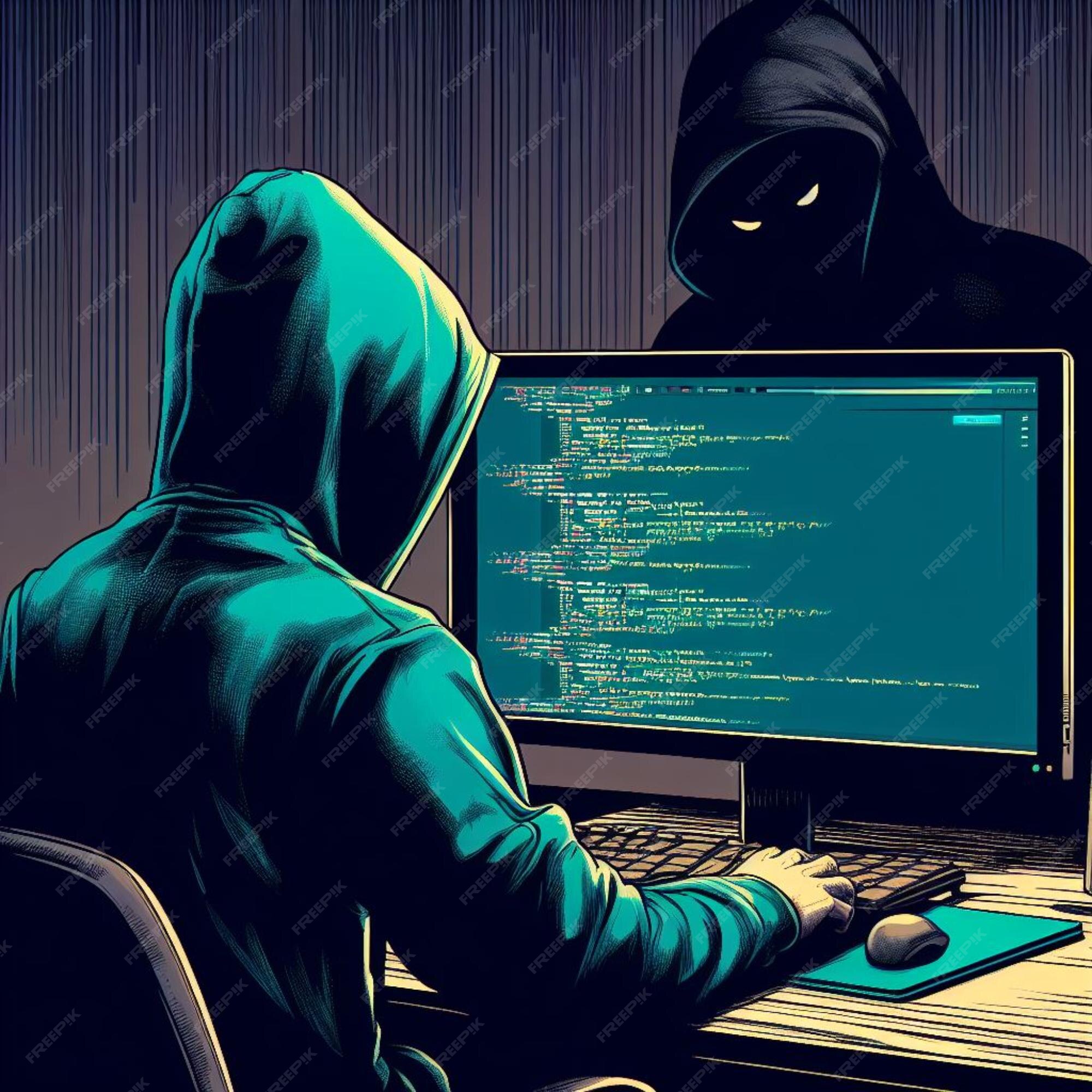 Premium AI Image | hacker hacker photo cyber crime coding photo a boy coding hacker computer ...