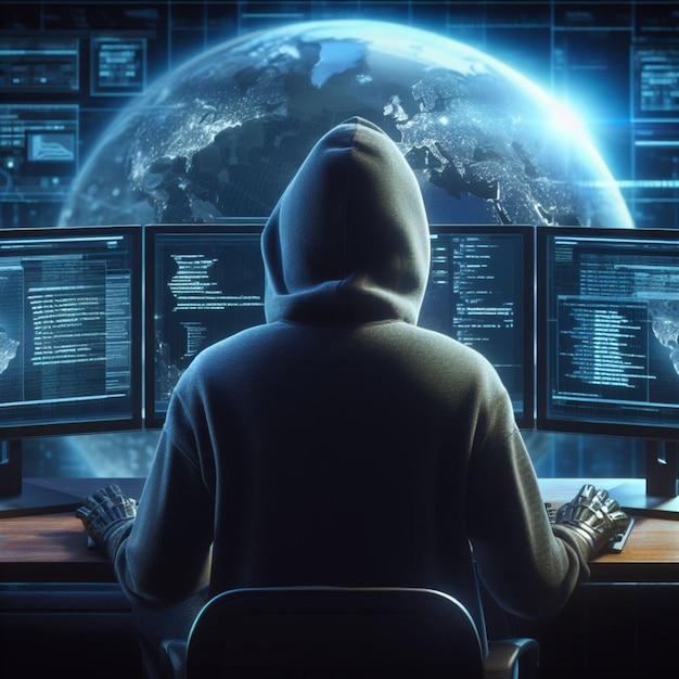 Premium AI Image | hacker hacker photo cyber crime coding photo a boy ...