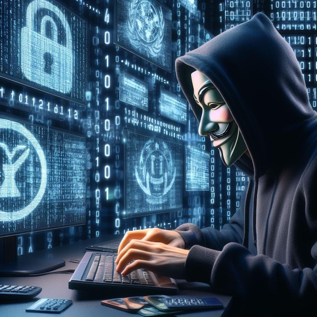 Premium AI Image | hacker hacker photo cyber crime coding photo a boy ...