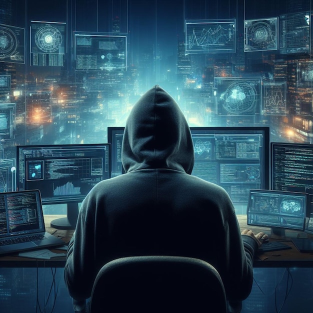 Premium AI Image | hacker hacker photo cyber crime coding photo a boy ...