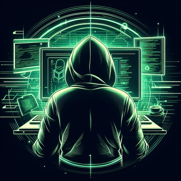 Premium AI Image | hacker hacker photo cyber crime coding photo a boy coding hacker computer ...