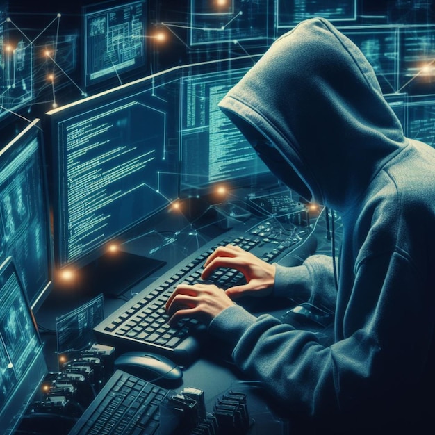 Premium AI Image | hacker hacker photo cyber crime coding photo a boy ...