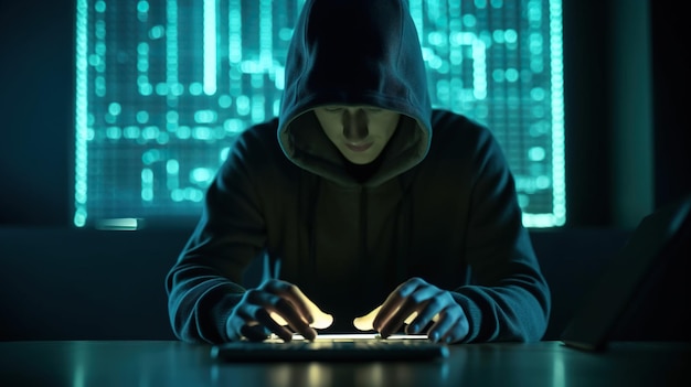 Premium AI Image | hacker hacking computer hacker hacker greyhat hacker ...