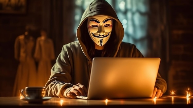 Premium AI Image | Hacker and Laptops Cybersecurity Concept AI Premium AI Image | Hacker and Laptops Cybersecurity Concept AI
