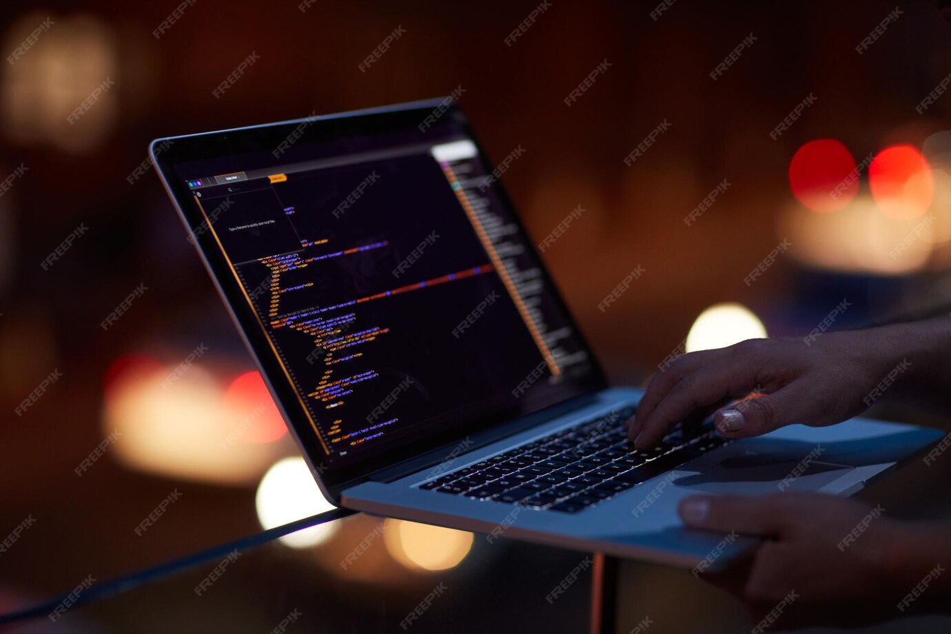 Premium Photo | Hacker programming and laptop with hands of person for ransomware cyber security ...