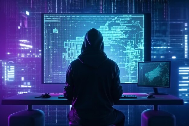 Premium AI Image | hacker silhouette computer code faceless male hacker ...