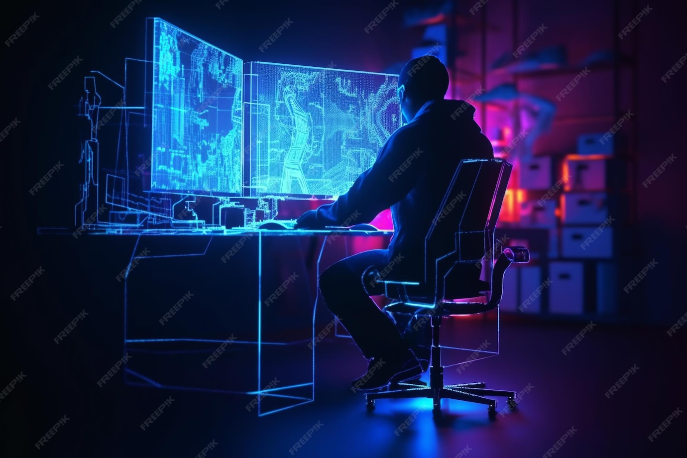 Premium AI Image | hacker silhouette computer code faceless male hacker ...
