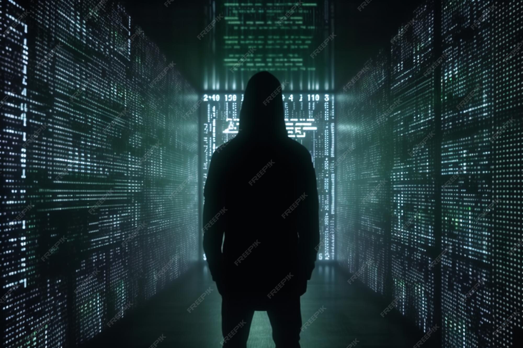 Premium AI Image | hacker silhouette computer code faceless male hacker ...