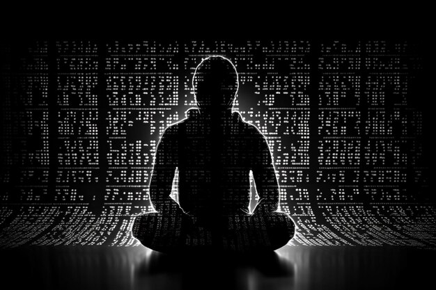 Premium AI Image | hacker silhouette computer code faceless male hacker in front of animated ...