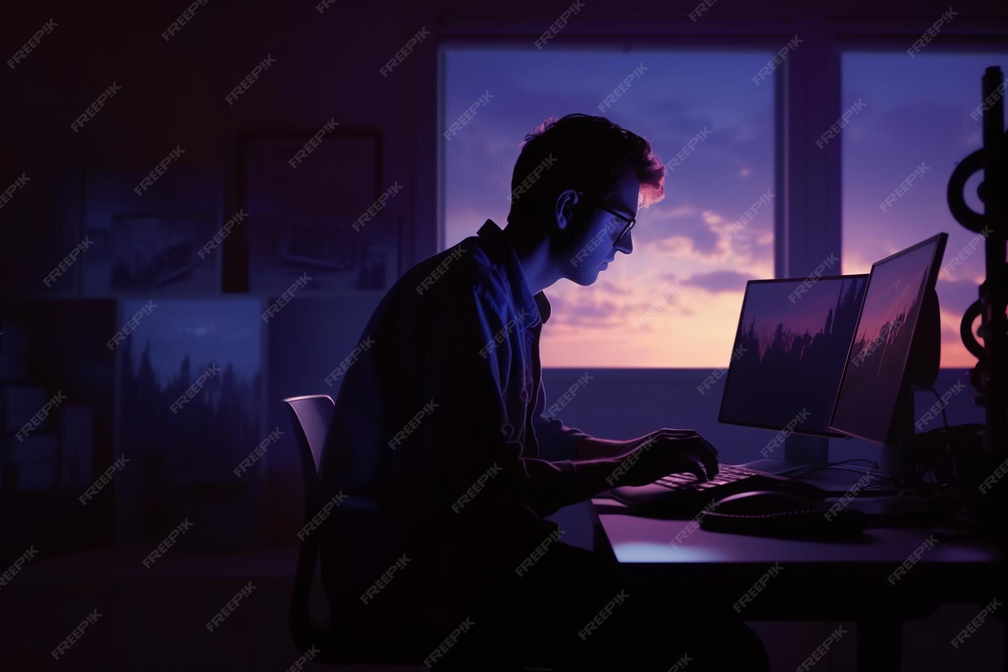 Premium AI Image | hacker silhouette computer code faceless male hacker ...