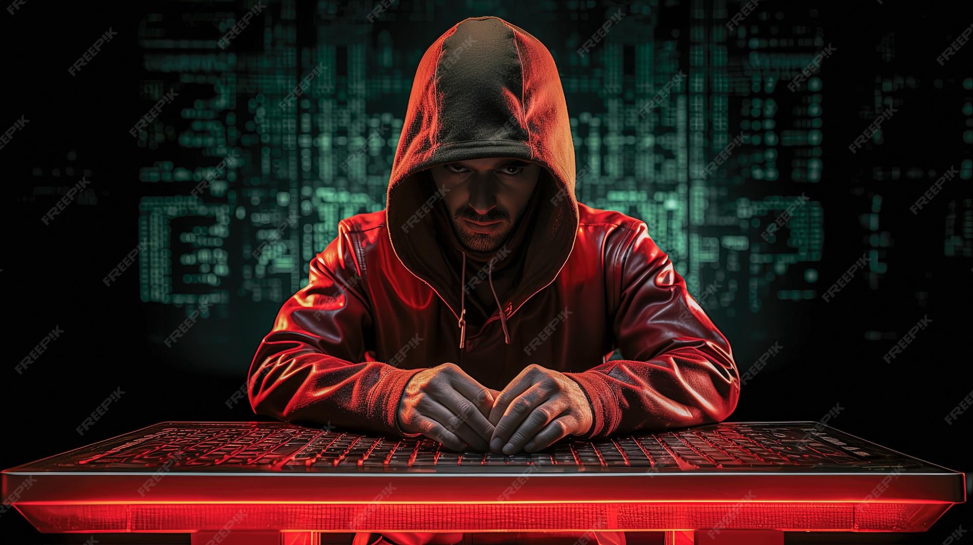Premium AI Image | Hacker typing in computer Hacker Sitting In Front of ...