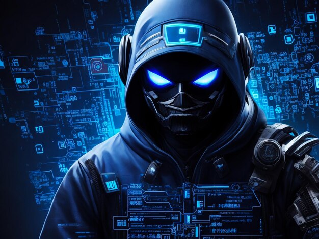 Premium Ai Image Hacker Using The Internet Hacked Abstract Computer