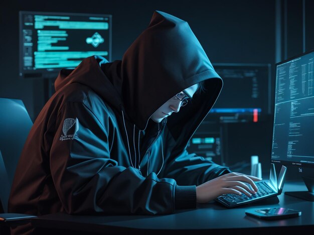 Premium Photo Hacker Using Laptop Computer With Html Code And Map Attack And Programming