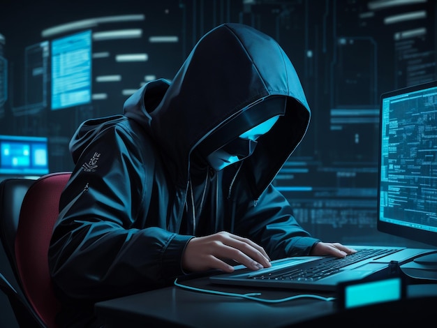 Premium Photo Hacker Using Laptop Computer With Html Code And Map Attack And Programming