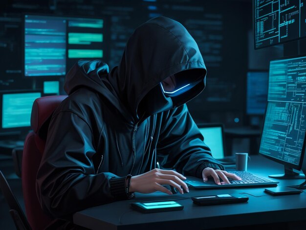 Premium Photo Hacker Using Laptop Computer With Html Code And Map Attack And Programming