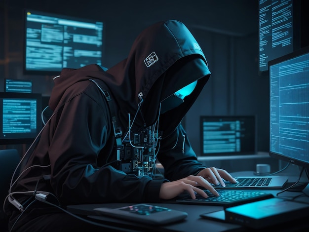 Premium Photo | Hacker using laptop computer with html code and map ...
