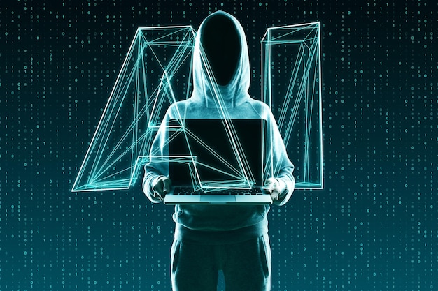 Premium Photo | Hacker with ai laptop Premium Photo | Hacker with ai laptop