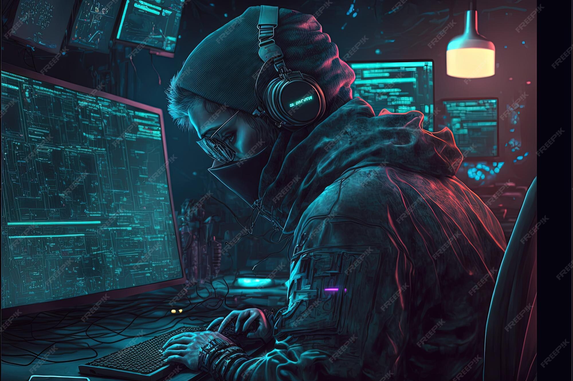 Premium Photo | A hacker working on computer internet security network programming generative ai