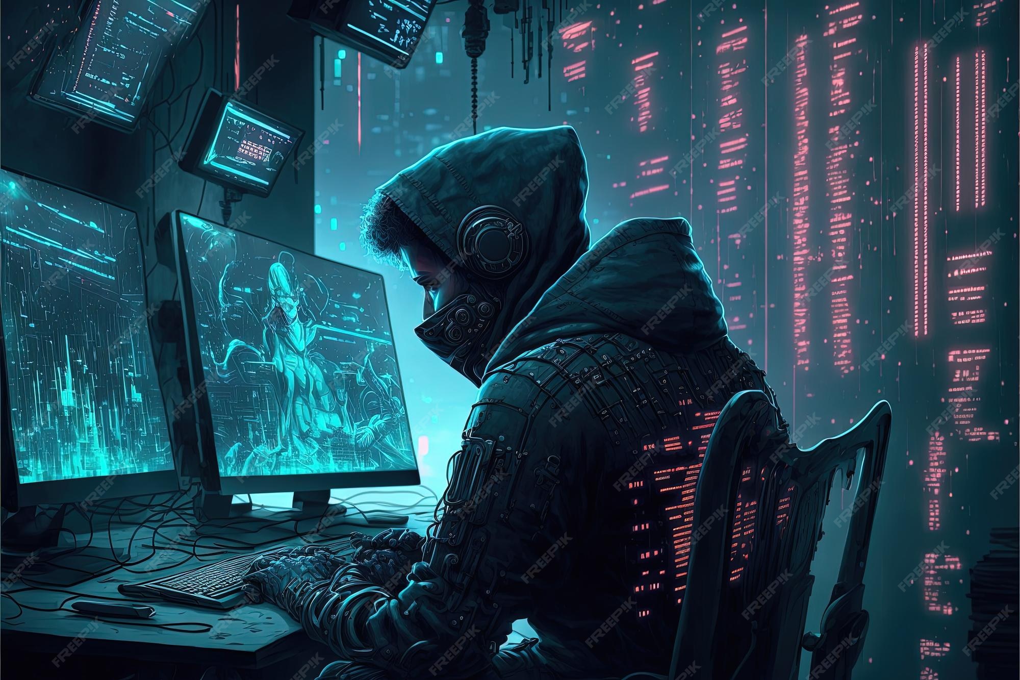 Premium Photo A Hacker Working On Computer Internet Security Network Programming Generative Ai