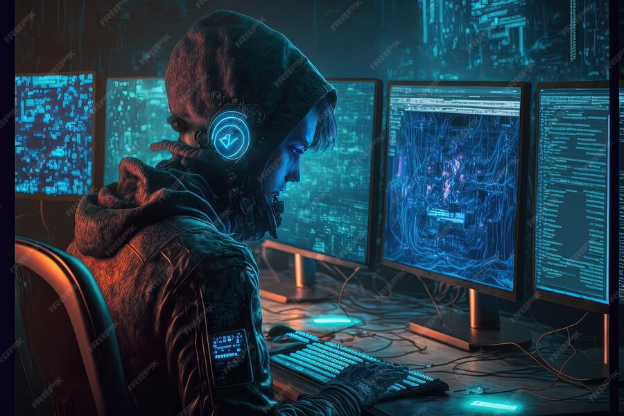 Premium Photo | A hacker working on computer internet security network programming generative ai