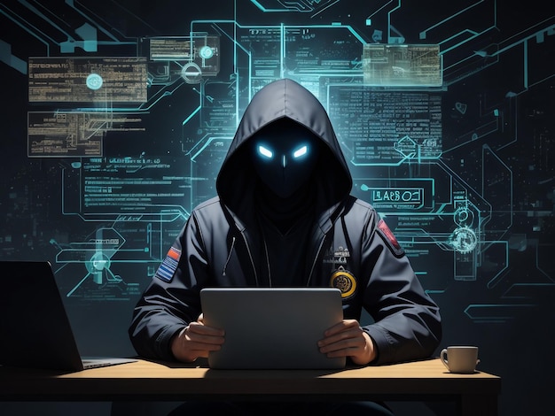 Premium Ai Image Hacking And Attack Concept Hacker Using Abstract Laptop With Binary Code
