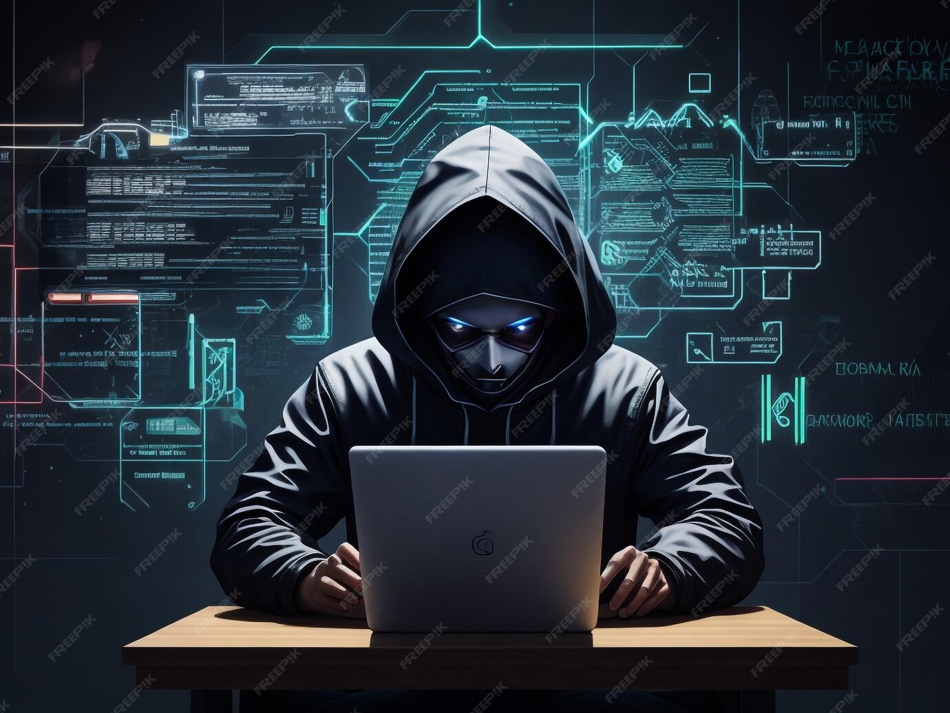 Premium AI Image | Hacking and attack concept Hacker using abstract laptop with binary code ...