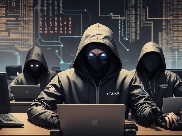 Premium Ai Image Hacking And Attack Concept Hacker Using Abstract Laptop With Binary Code