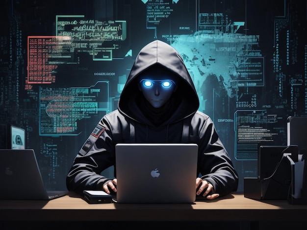 Premium Photo | Hacking and attack concept Hacker using abstract laptop with binary code digital ...