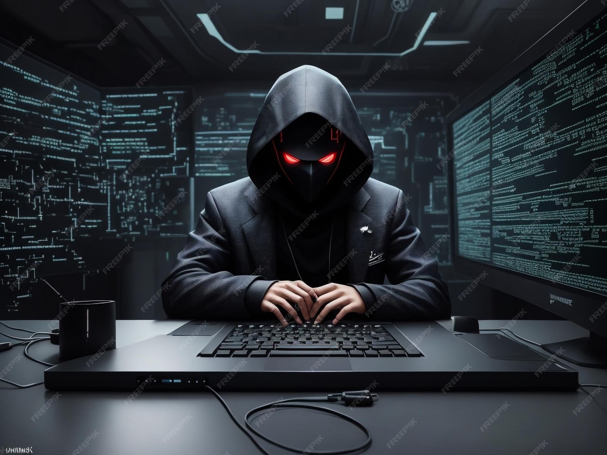 Premium Photo | Hacking and malware concept Faceless hacker using abstract laptop with binary ...