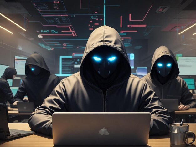 Premium Photo | Hacking and malware concept Faceless hacker using ...