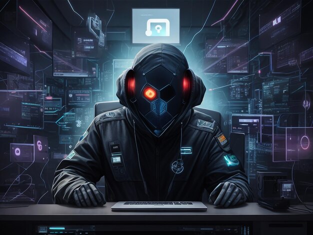 Premium AI Image | Hacking and malware concept Faceless hacker using ...
