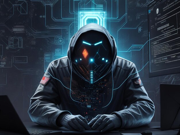 Premium Photo | Hacking and malware concept Faceless hacker using abstract laptop with binary ...