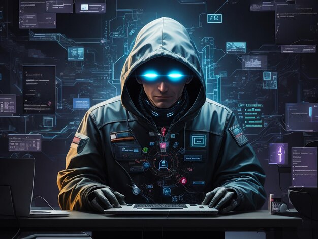 Premium Photo | Hacking and malware concept Faceless hacker using ...