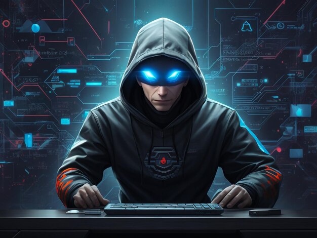 Premium Photo | Hacking and malware concept Faceless hacker using abstract laptop with binary ...