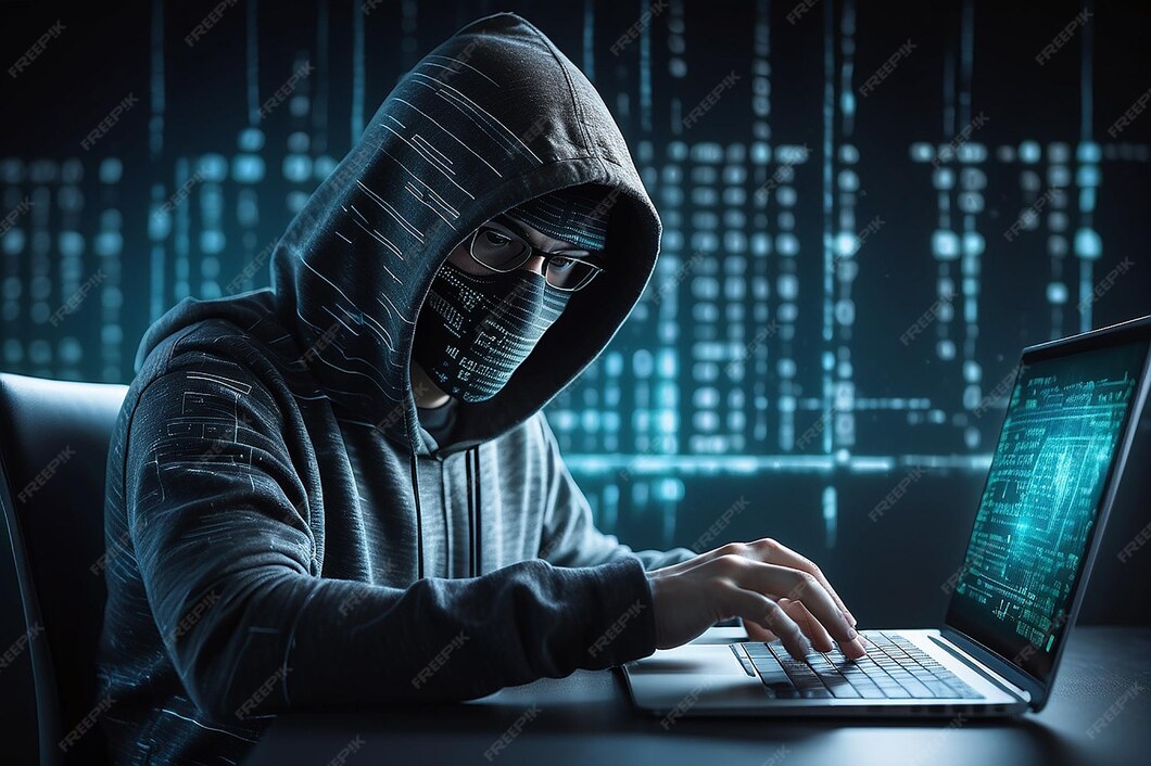 Premium Photo | Hacking and malware concept Hacker using abstract laptop with binary code ...