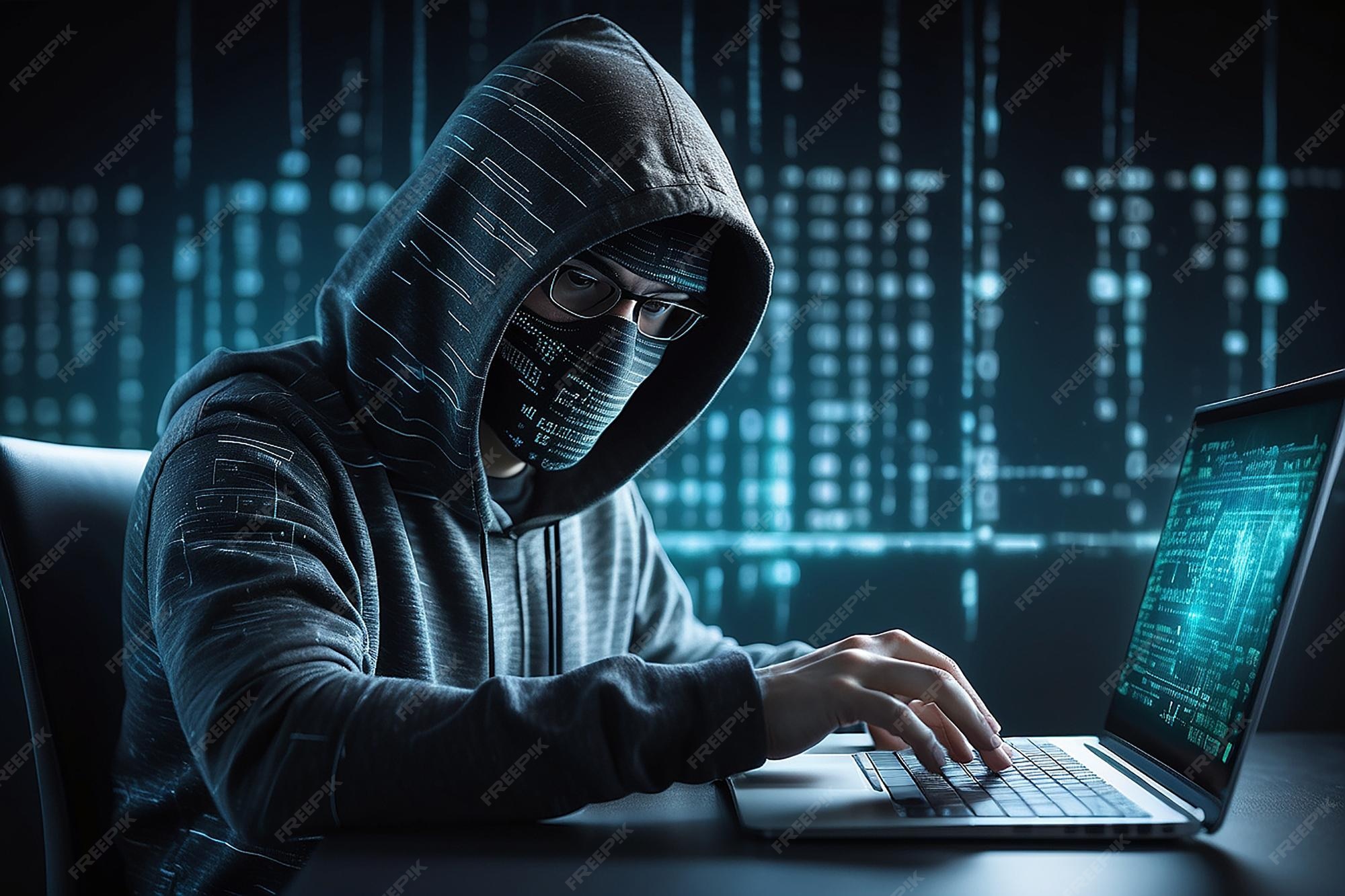 Premium Photo | Hacking and malware concept Hacker using abstract laptop with binary code ...
