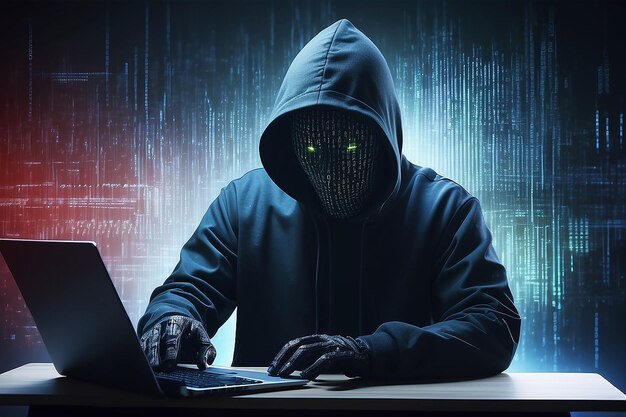 Premium Photo | Hacking and malware concept Hacker using abstract laptop with binary code ...