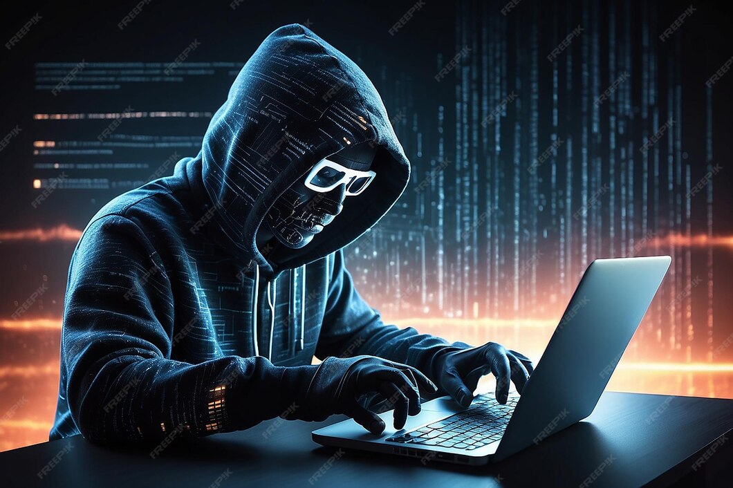Premium Photo | Hacking and malware concept Hacker using abstract laptop with binary code ...